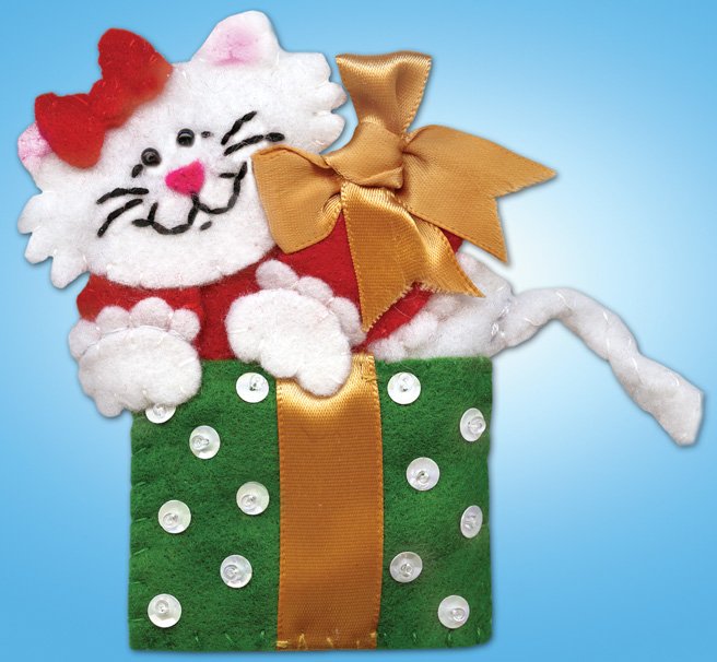 DIY Design Works Cat with Bow Christmas Felt Ornament Kit – Craft and ...