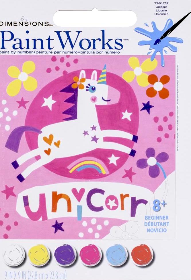 DIY Dimensions Unicorn Flowers Rainbow Pink Kids Paint by Number Kit ...