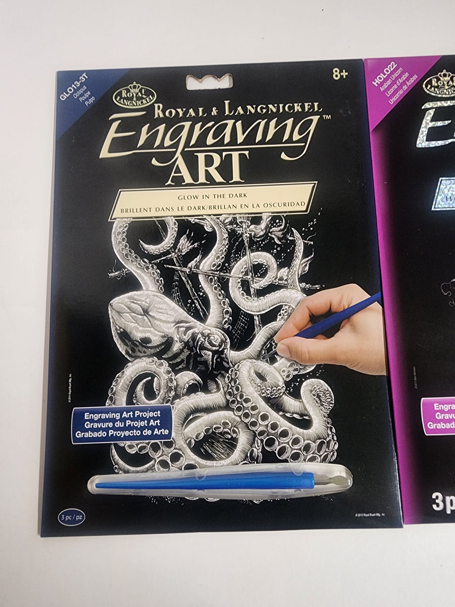 DIY Lg Glow Octopus Unicorn Kids Engraving Art Craft Kit Bundle Lot ...