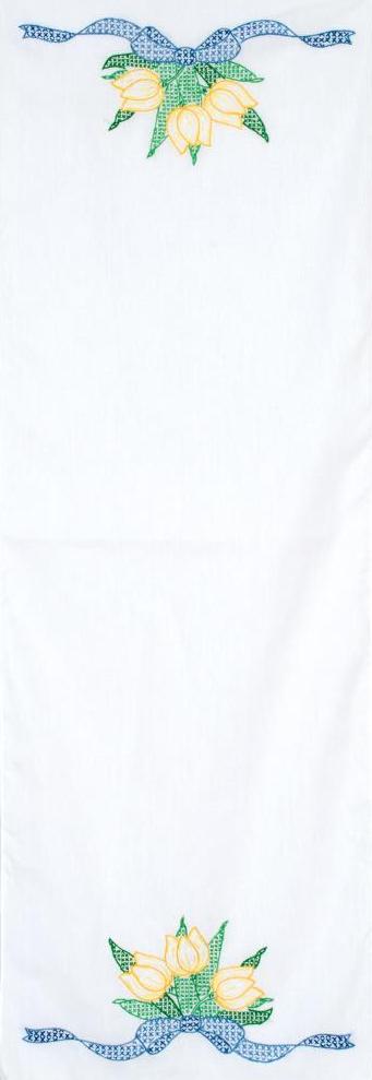 DIY Jack Dempsey Tulips & Ribbon Stamped Embroidery Table Runner Scarf ...