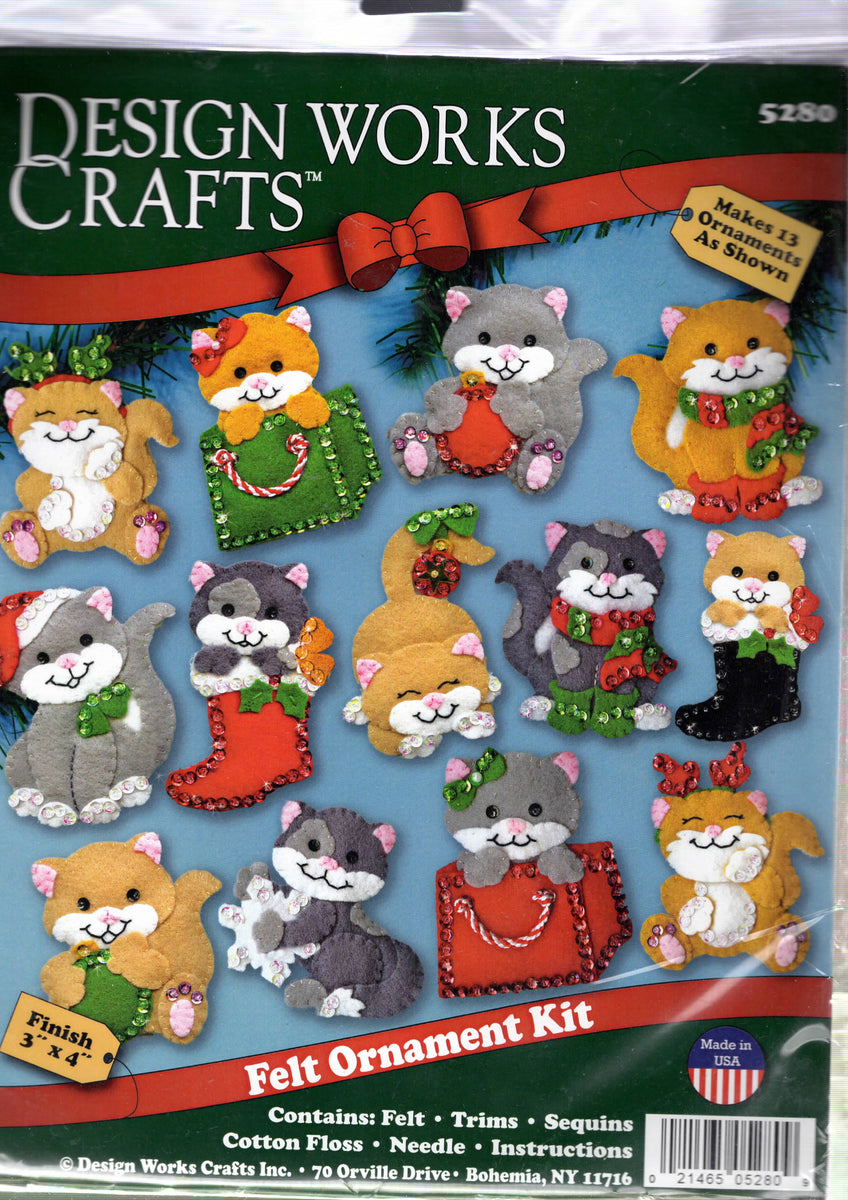 DIY Design Works Holiday Cats Christmas Felt Ornament Kit – Craft and ...
