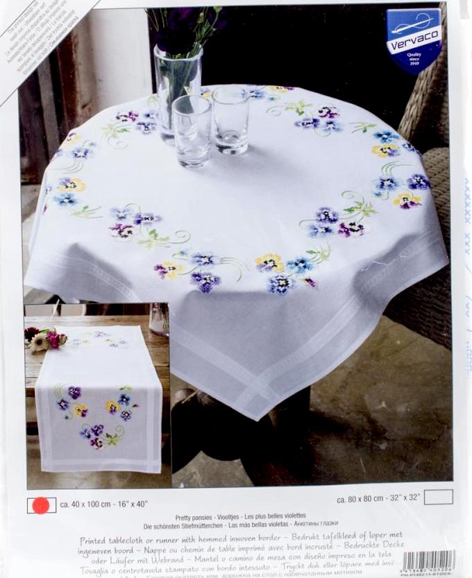 DIY Vervaco Pretty Pansies Spring Stamped Cross Stitch Table Runner Sc ...
