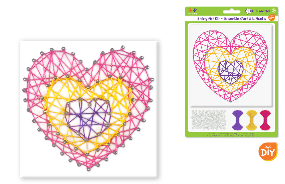 DIY Krafty Kids Heart Valentines Day String Art Kit Kids Beginner Craf ...